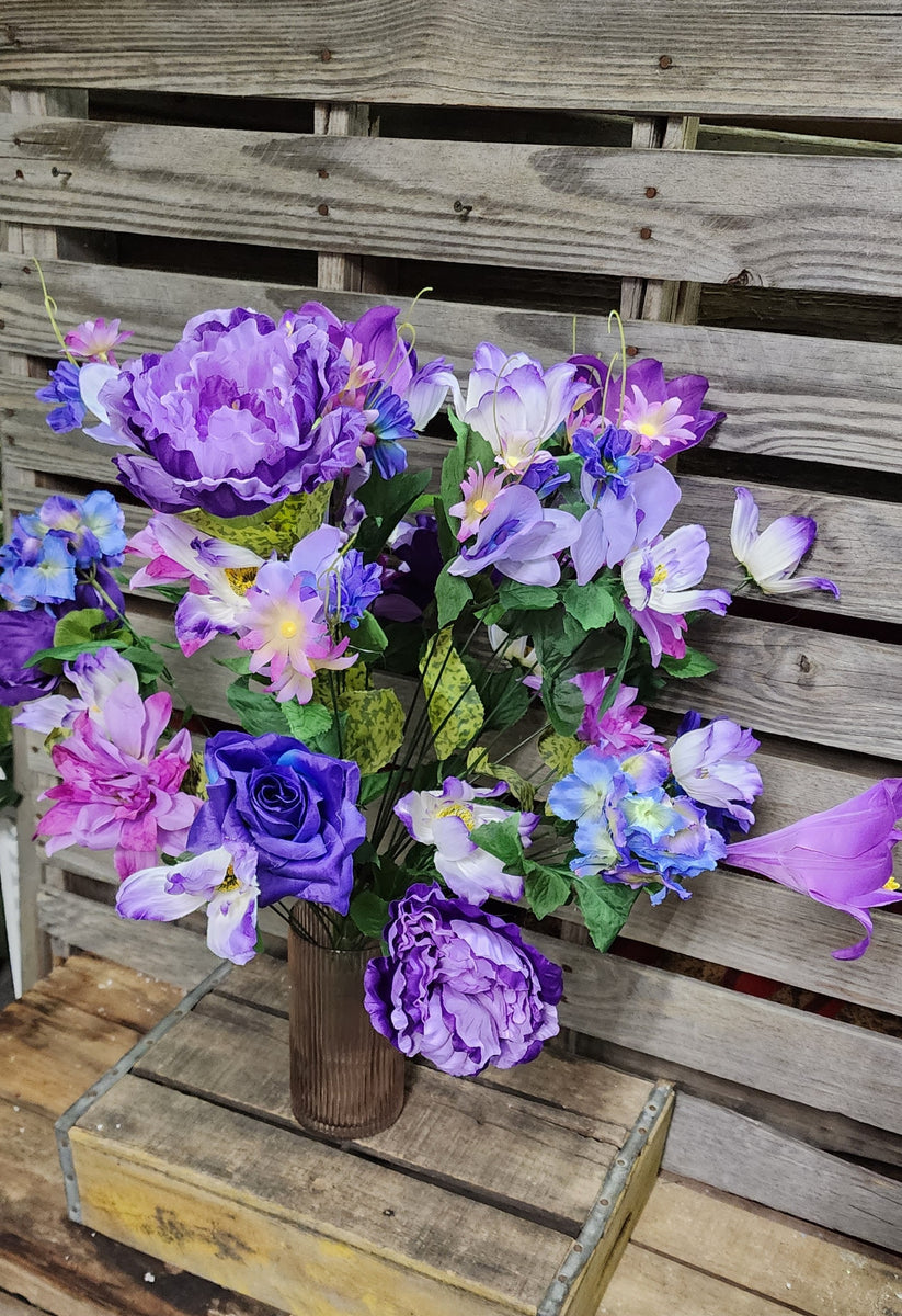 19" Purple Silk Spring Bush – Florist Wreath Supply