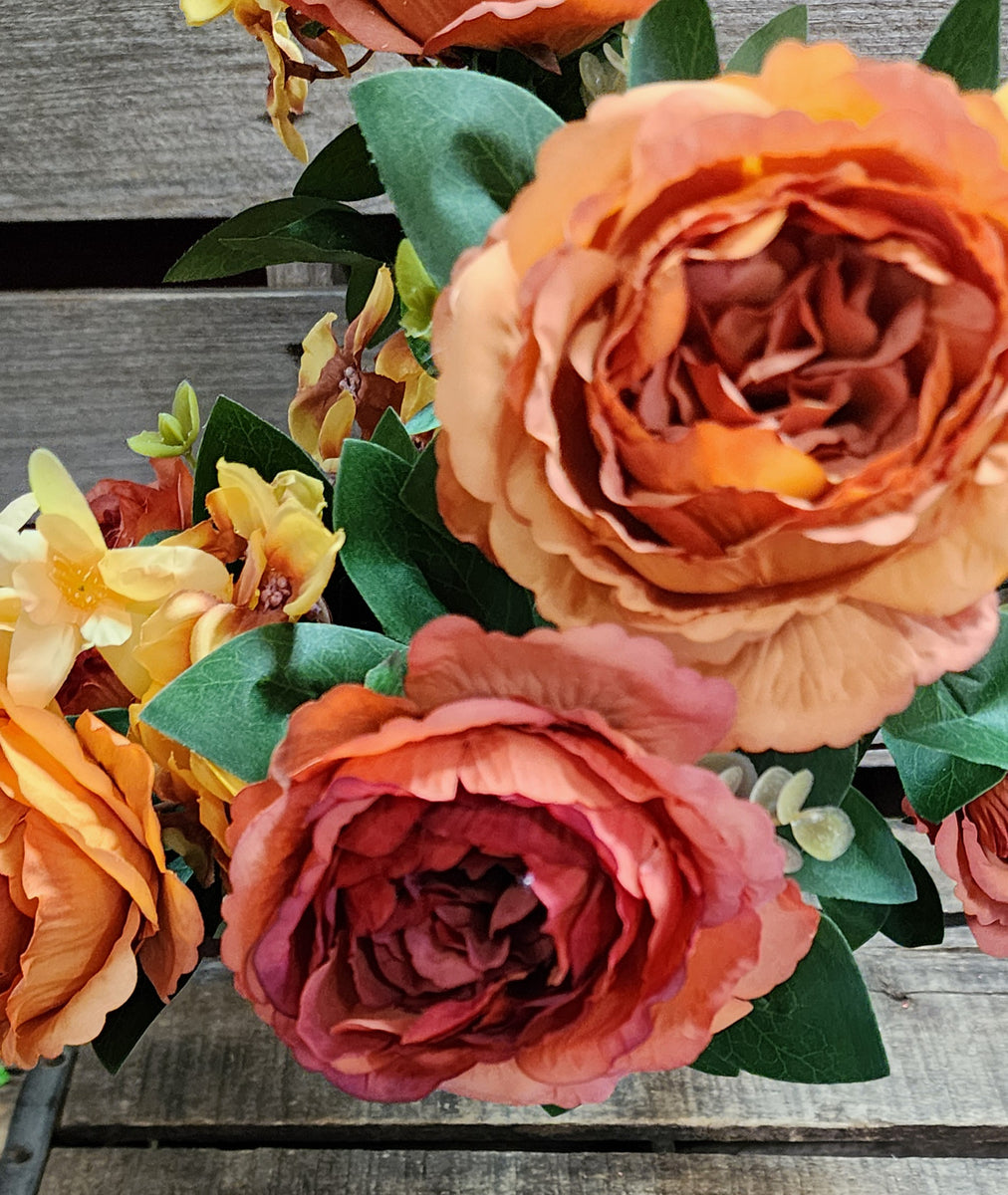 Silk Garden Rose and Filler Bush – Florist Wreath Supply
